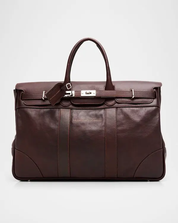 Brunello Cucinelli Country Leather Duffel Bag - Burgundy