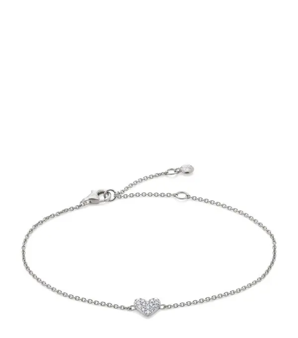 Monica Vinader Sterling And Diamond Heart Bracelet - Silver