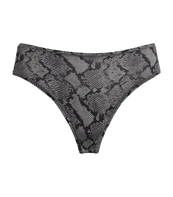 SKIMS Fits Everybody Snakeskin Print Thong - Grey