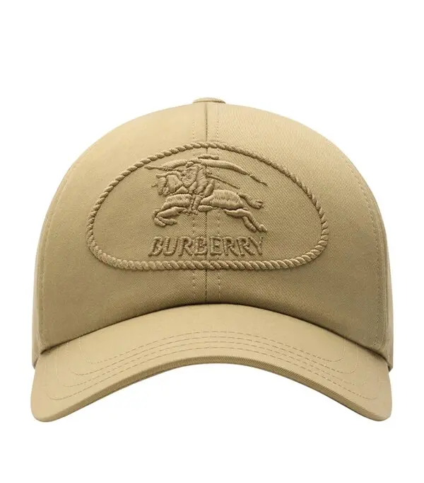 Burberry Cotton Gabardine Baseball Cap With Knight Stamp - Beige