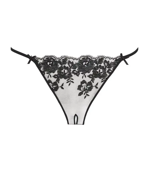 SKIMS Lace Crotchless Thong - Black