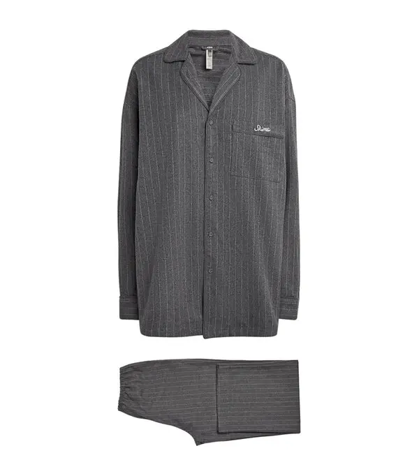 SKIMS Flannel Pinstripe Long-sleeve Pyjama Set - Grey