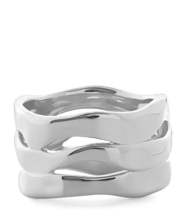 Monica Vinader Sterling Wave Triple Ring - Silver