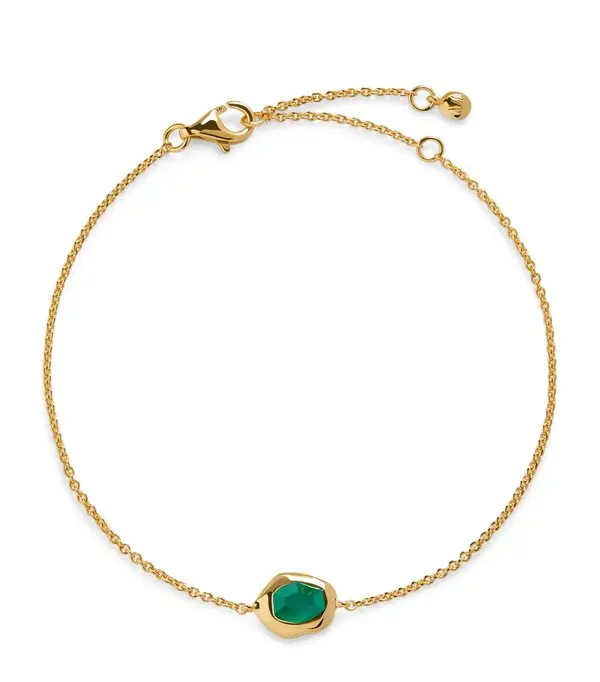 Monica Vinader Vermeil And Green Onyx Odyssey Gemstone Chain Bracelet - Gold