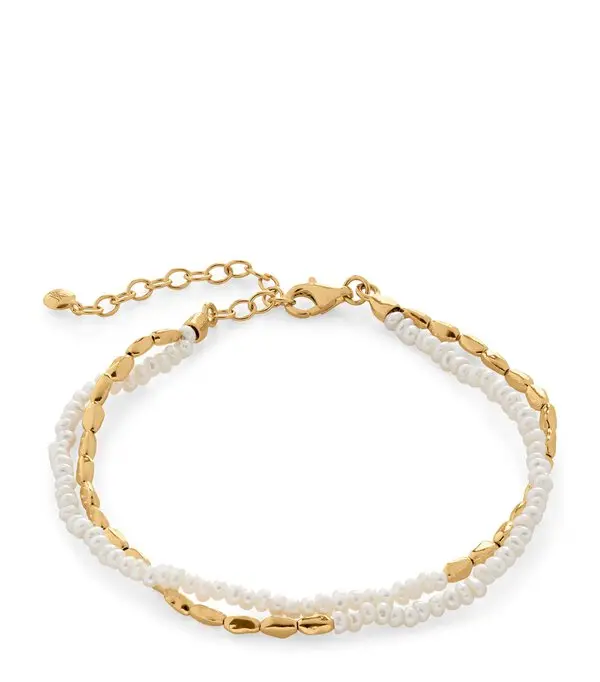 Monica Vinader Vermeil And Pearl Beaded Bracelet - Gold