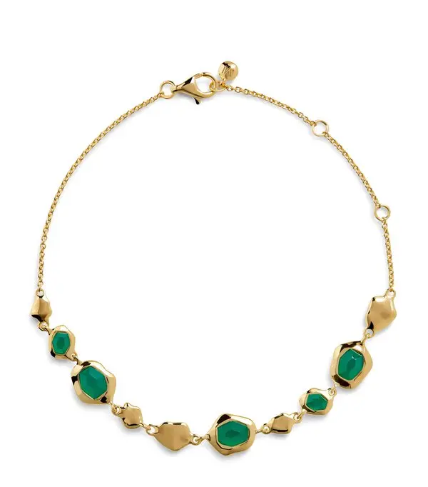 Monica Vinader Vermeil And Green Onyx Odyssey Chain Bracelet - Gold