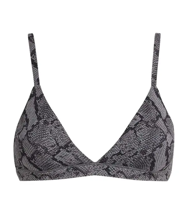 SKIMS Fits Everybody Snakeskin Print Triangle Bralette - Grey