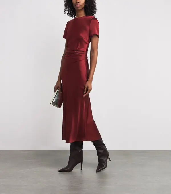 staud burgundy dress Women's Toasty Thoughts Burgundy Red Knit Turtleneck Sweater Midi Dress | Size: S main image 0