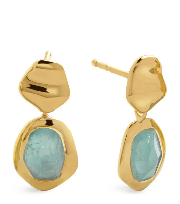Monica Vinader Small Vermeil And Aquamarine Odyssey Drop Earrings - Gold