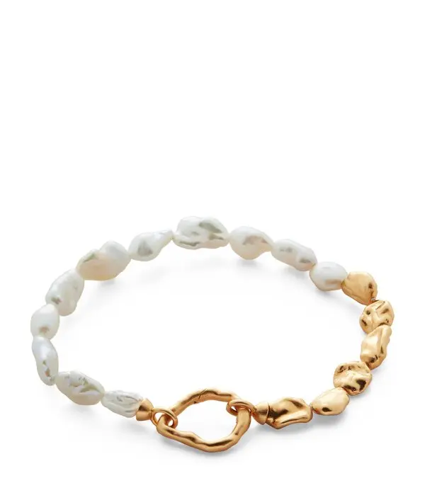 Monica Vinader X Amy Powney Vermeil And Pearl Keshi Bracelet - Gold