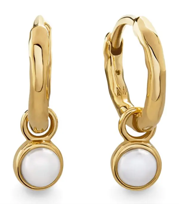 Monica Vinader Vermeil And Freshwater Pearl Siren Huggie Earrings - Gold