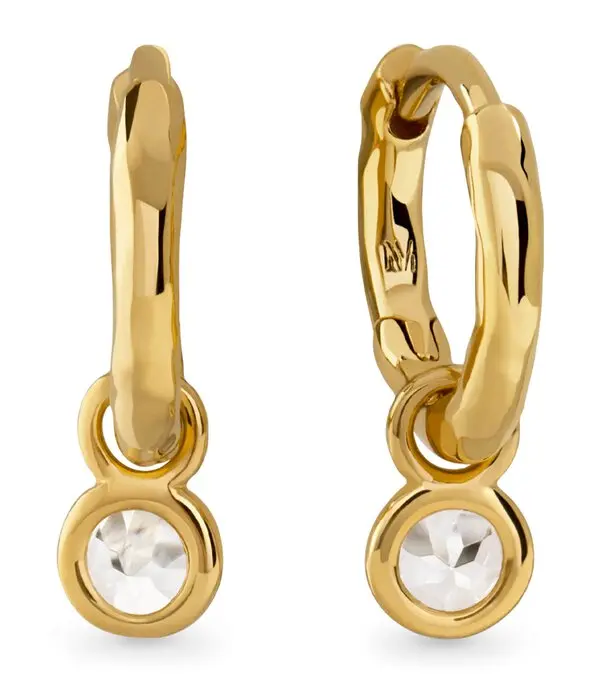 Monica Vinader Mini Vermeil And White Topaz Gemstone Huggie Earrings - Gold