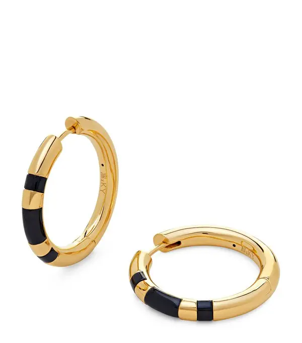 Monica Vinader X Kate Young Medium Vermeil And Black Onyx Hoop Earrings - Gold