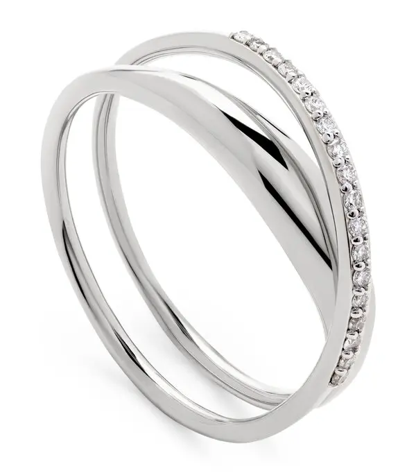 Monica Vinader Sterling And Diamond Nura Wrap Ring - Silver