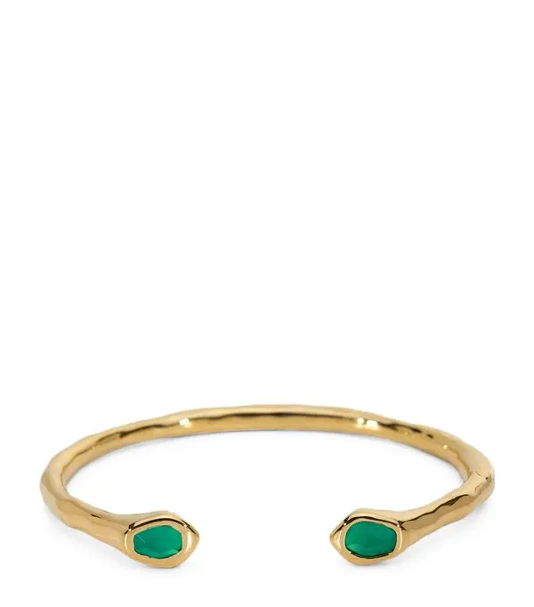 Monica Vinader Vermeil And Onyx Odyssey Cuff Bracelet - Gold
