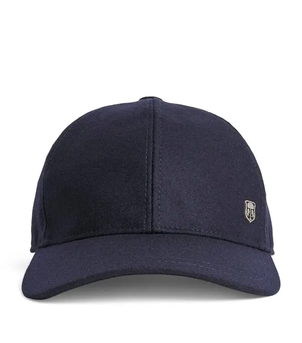 Corneliani Virgin Wool Shield Baseball Cap - Navy