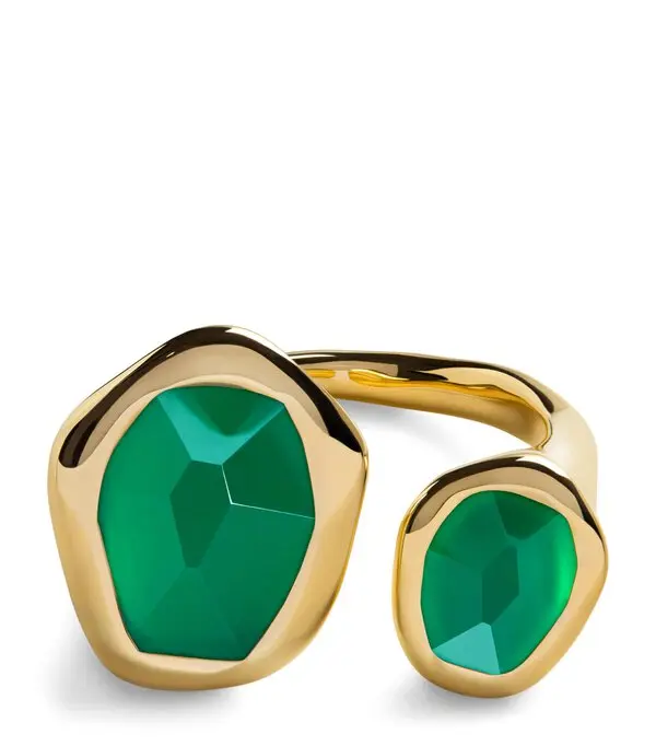 Monica Vinader Vermeil And Onyx Open Ring - Gold