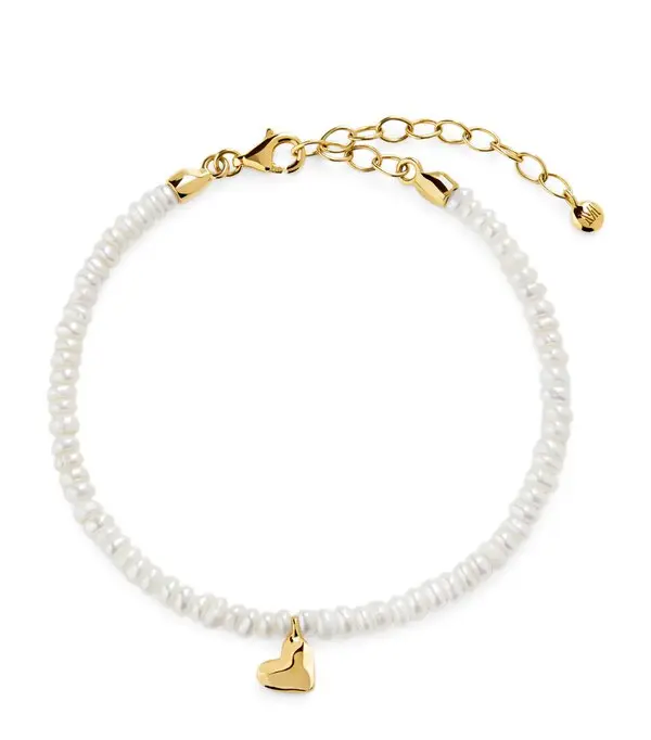 Monica Vinader Vermeil And Freshwater Pearl Heart Bracelet - Gold