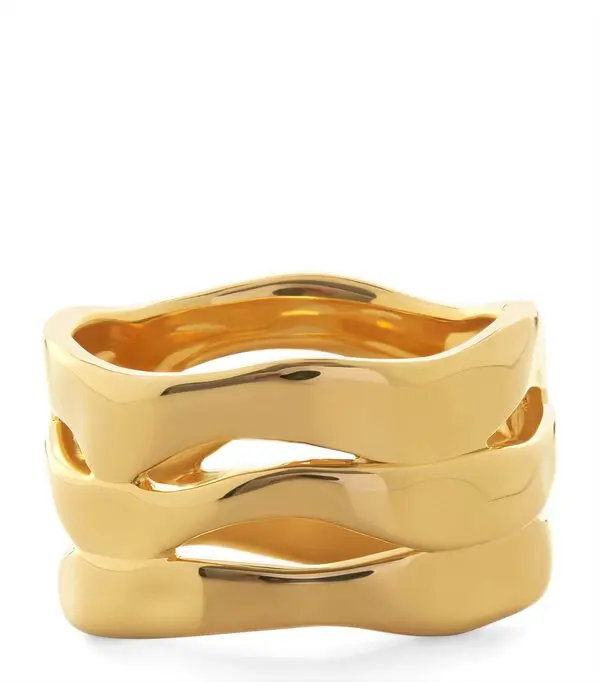 Monica Vinader Vermeil Wave Triple Ring - Gold