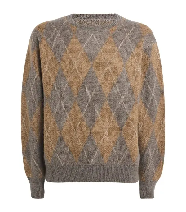 FRAME Argyle Wool-mohair Blend Sweater - Brown