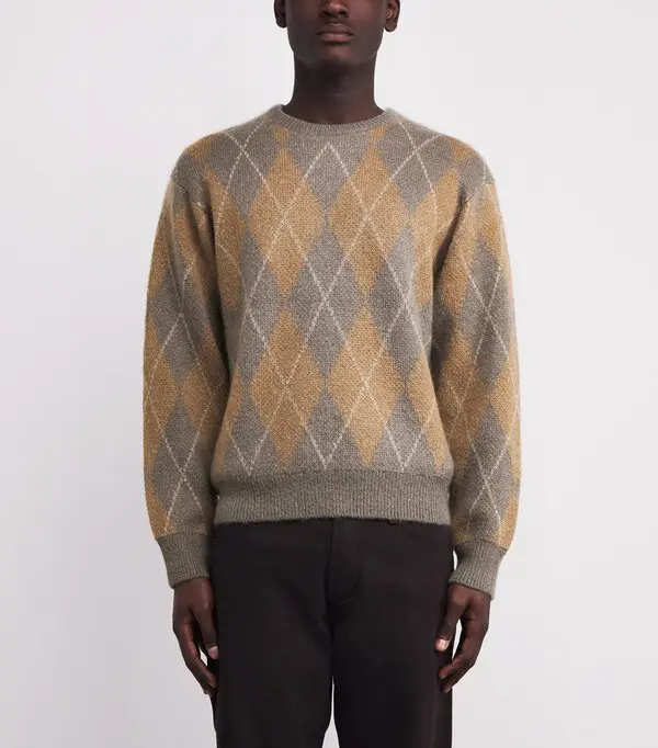 FRAME Argyle Wool-mohair Blend Sweater - Brown