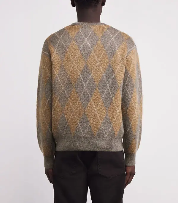 FRAME Argyle Wool-mohair Blend Sweater - Brown