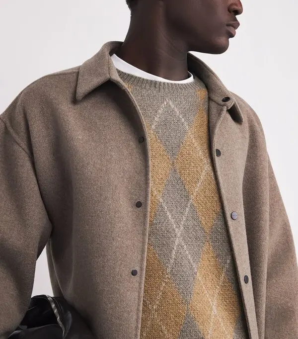 FRAME Argyle Wool-mohair Blend Sweater - Brown