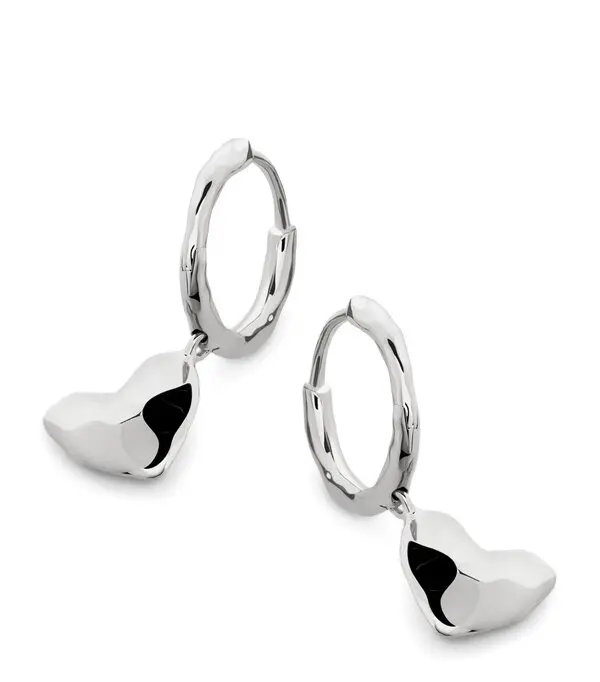 Monica Vinader Sterling Heart Drop Huggie Earrings - Silver