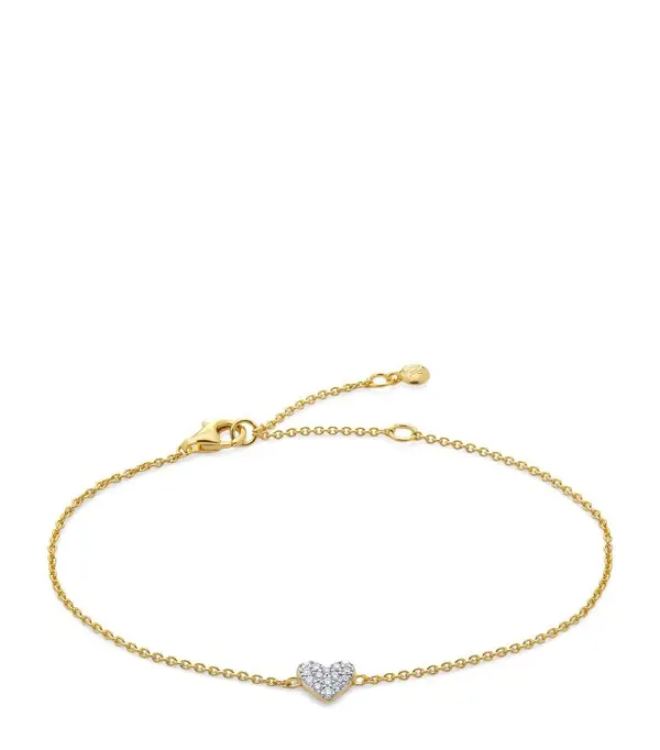 Monica Vinader Vermeil And Diamond Heart Charm Bracelet - Gold
