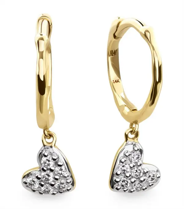 Monica Vinader Mini Diamond And Yellow Heart Huggie Earrings - Gold