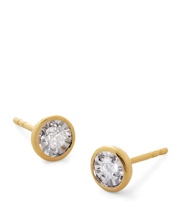 Monica Vinader Vermeil And Diamond Solitaire Stud Earrings - Gold