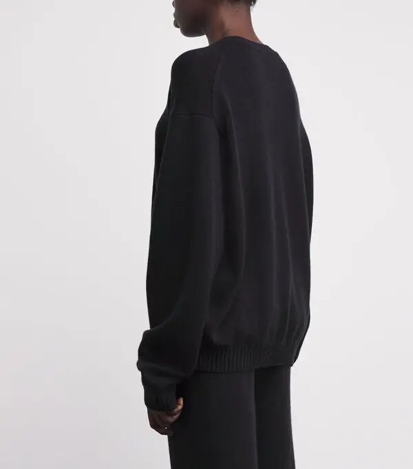 SKIMS Wool-cashmere Blend V-neck Sweater - Black