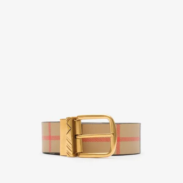 Burberry Reversible Check Pin Belt - Peat Brown/sand Beige