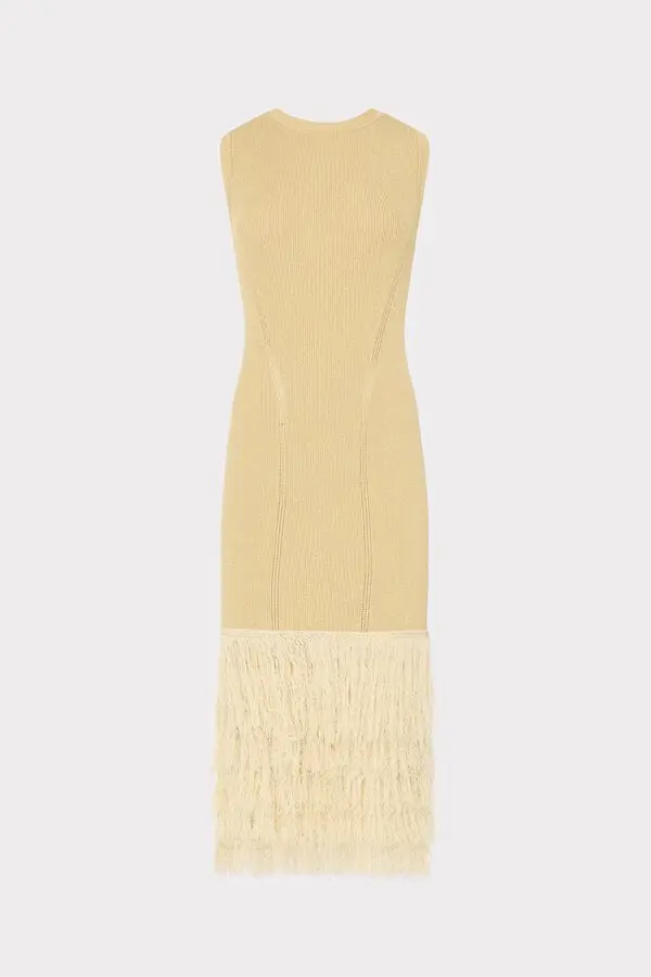 MILLY Raz Metallic Fringe Midi Dress