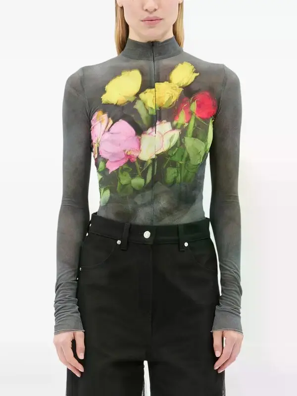 MSGM Floral-print Zip Bodysuit
