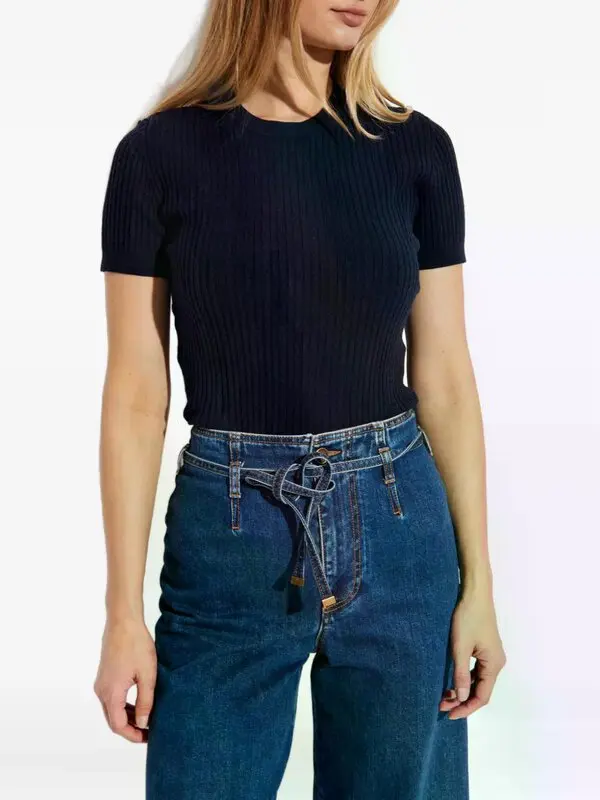 FRAME Ribbed Short-sleeved Sweater