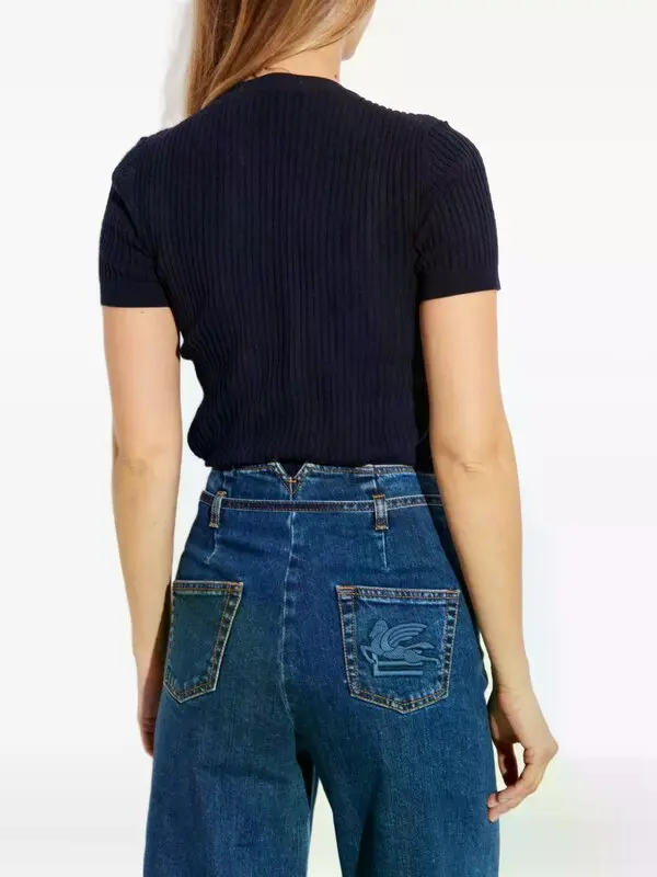 FRAME Ribbed Short-sleeved Sweater