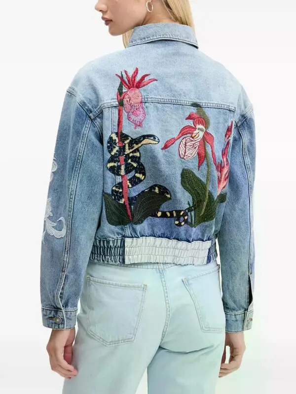 Desigual Embroidered Denim Trucker Jacket