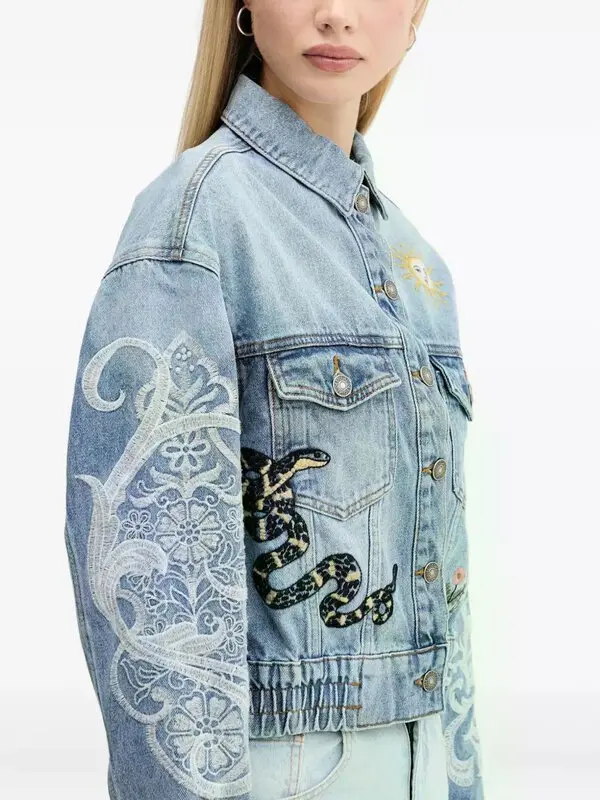 Desigual Embroidered Denim Trucker Jacket