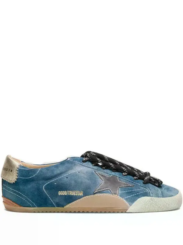 GOLDEN GOOSE True-star Sneakers With Teal Suede And Black Laminated Star - Blue