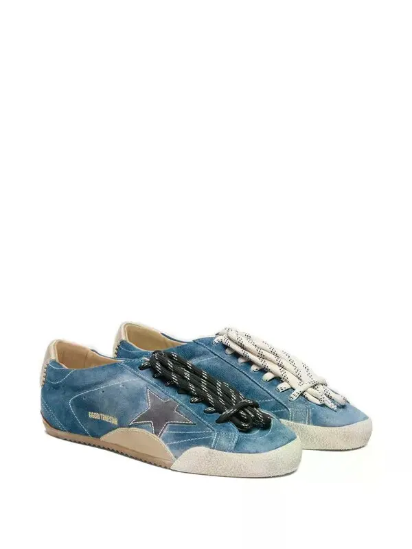 GOLDEN GOOSE True-star Sneakers With Teal Suede And Black Laminated Star - Blue