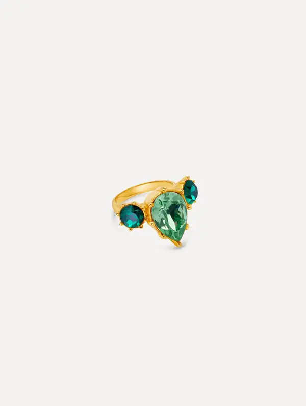 Oscar De La Renta Faceted Crystal Statement Ring - Green