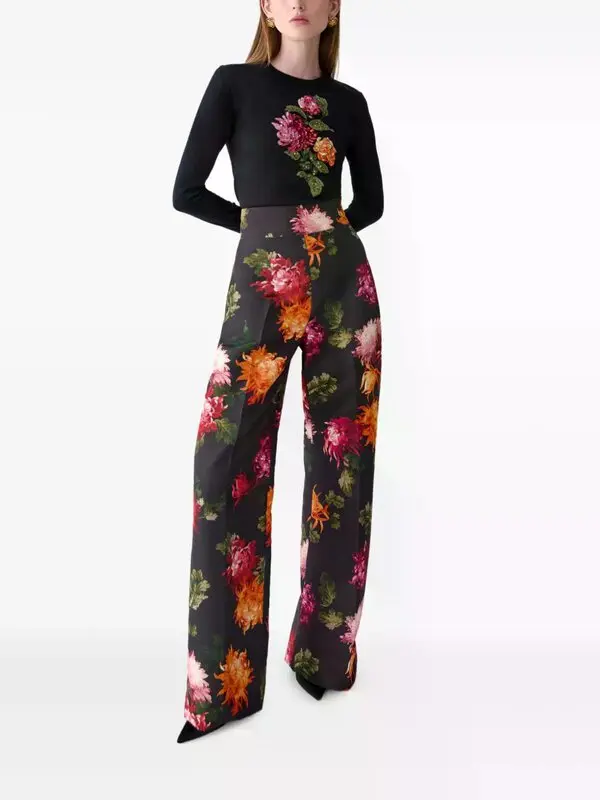 Carolina Herrera Diane Chrysanthemum-print Trousers