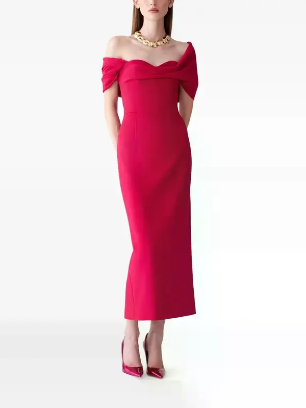 Carolina Herrera Draped Off-shoulder Column Midi Dress