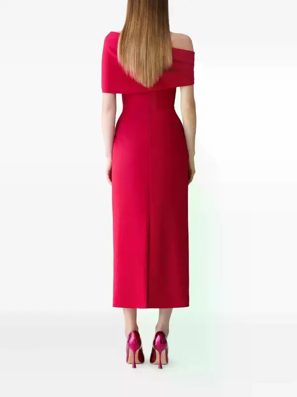 Carolina Herrera Draped Off-shoulder Column Midi Dress