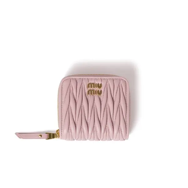 Miu Miu Small Matelassé Nappa Leather Wallet - Alabaster Pink