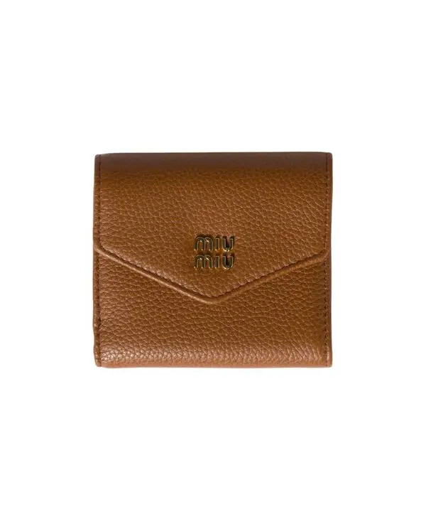 Miu Miu Small Leather Wallet - Cognac