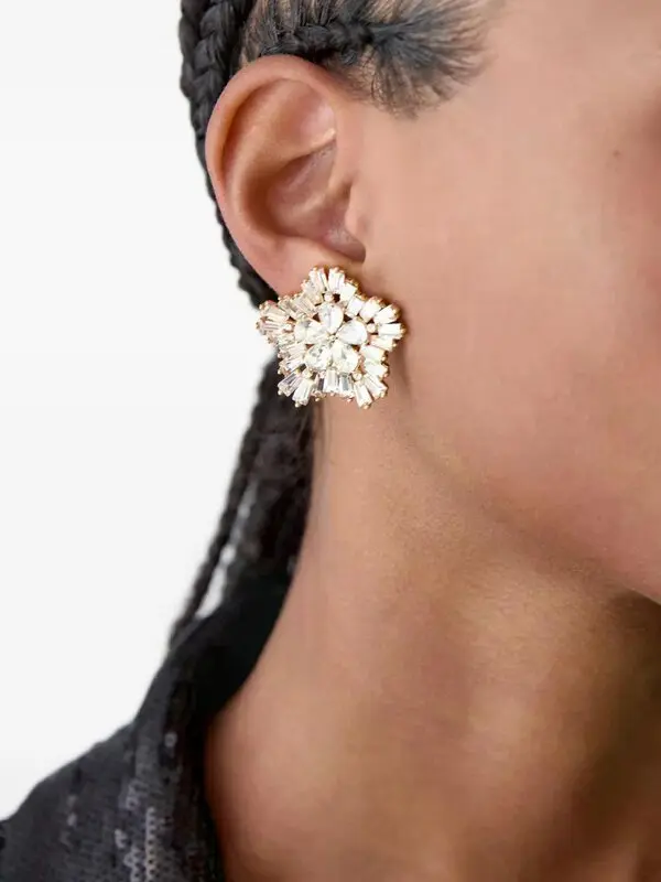 Carolina Herrera Crystal Snowflake Clip-on Earrings - Gold