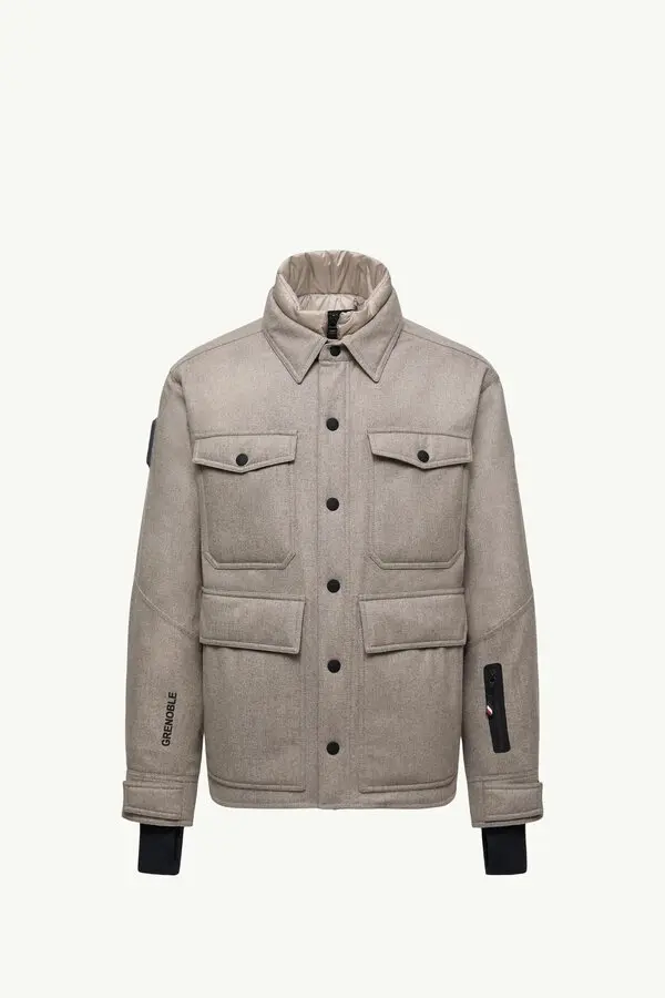 Moncler Antuco Wool Down Shirt Jacket - Beige