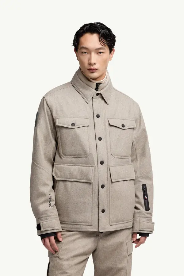 Moncler Antuco Wool Down Shirt Jacket - Beige
